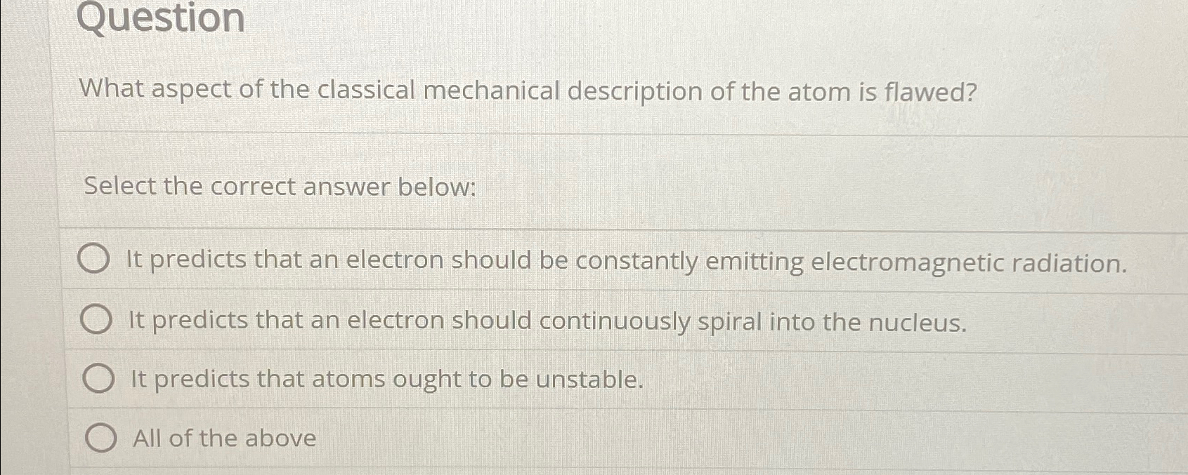 Solved Question What aspect of the classical mechanical | Chegg.com