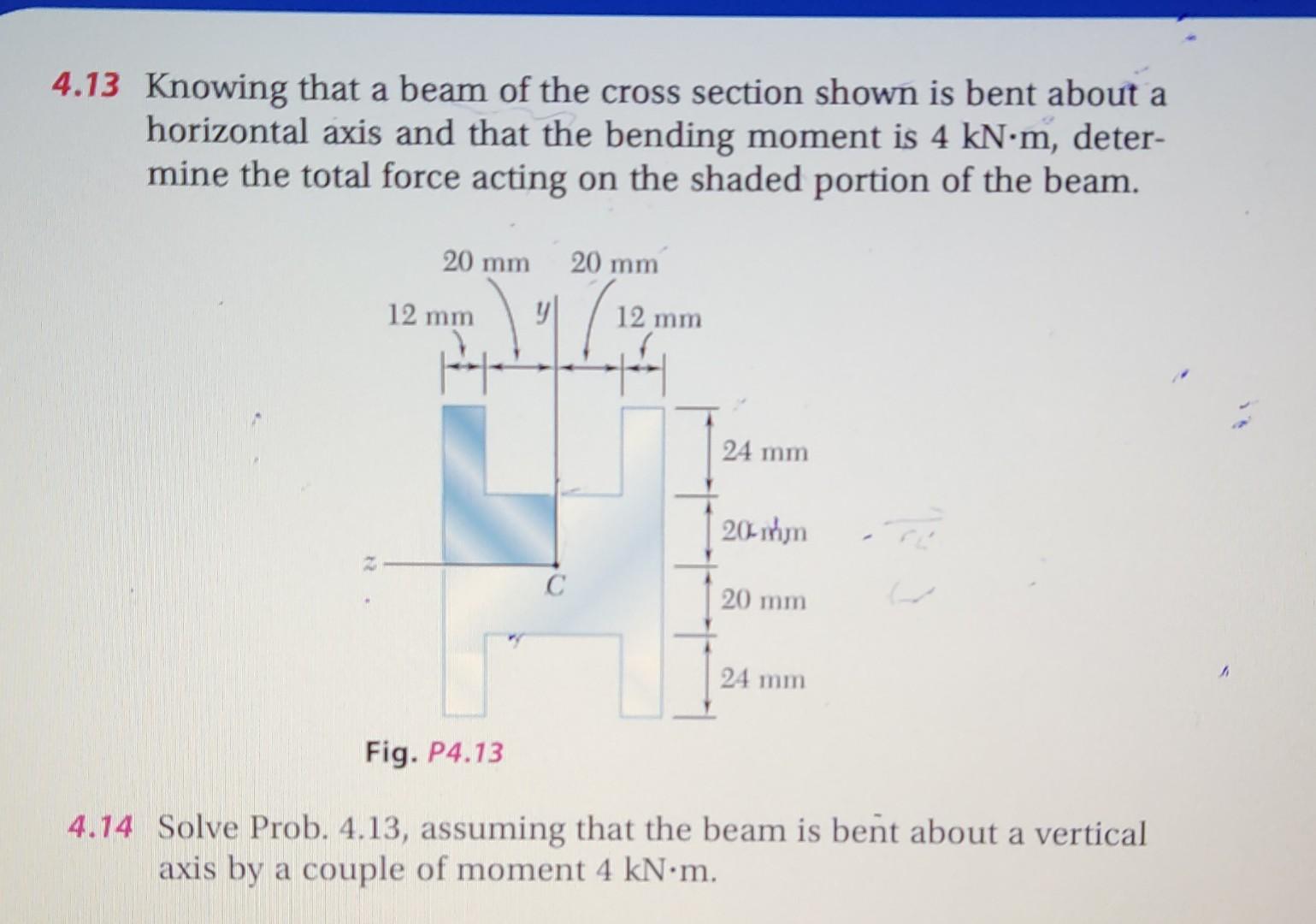 Solved 4.13 Knowing that a beam of the cross section shown | Chegg.com