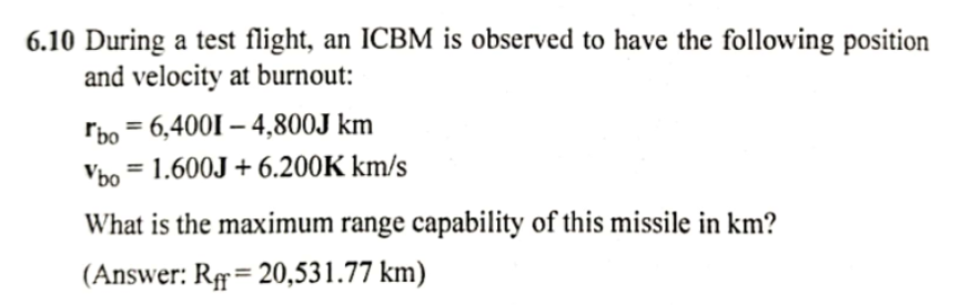 Solved 6.10 During a test flight, an ICBM is observed to | Chegg.com