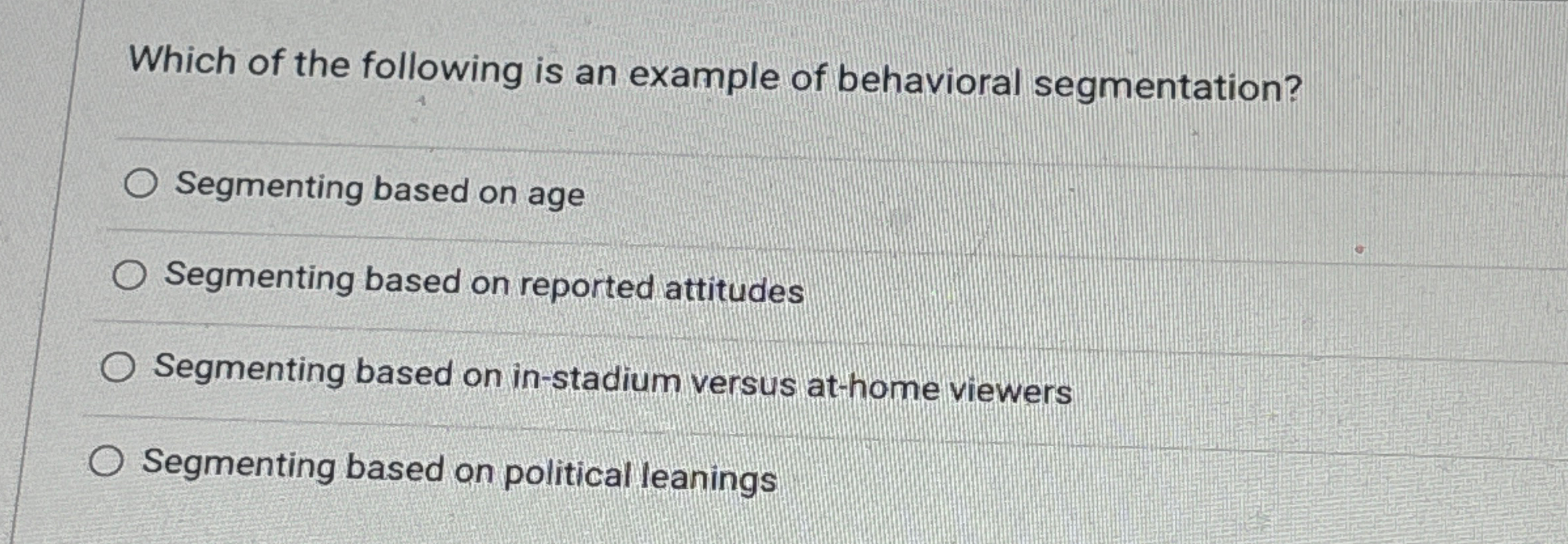 Solved Which of the following is an example of behavioral | Chegg.com