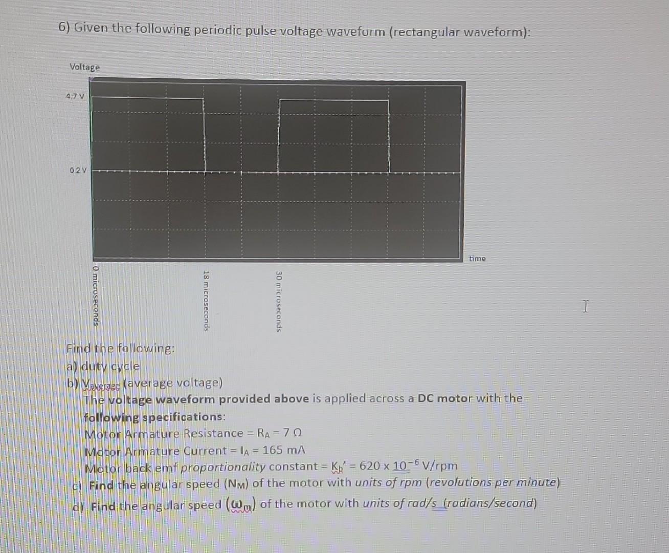 Solved 6) Given the following periodic pulse voltage | Chegg.com