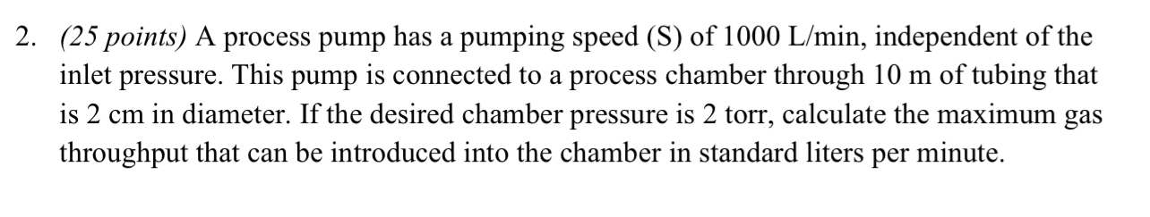 Solved (25 ﻿points) ﻿A process pump has a pumping speed (S) | Chegg.com