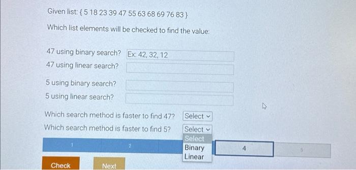 Solved Given list: {518233947556368697683} Which list | Chegg.com