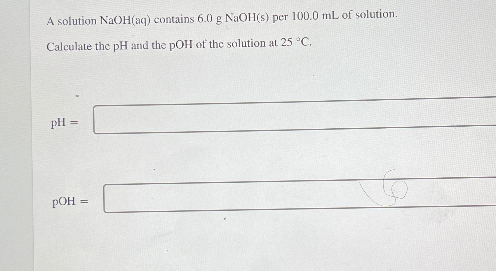 Solved A solution NaOH(aq) ﻿contains 6.0gNaOH(s) ﻿per | Chegg.com