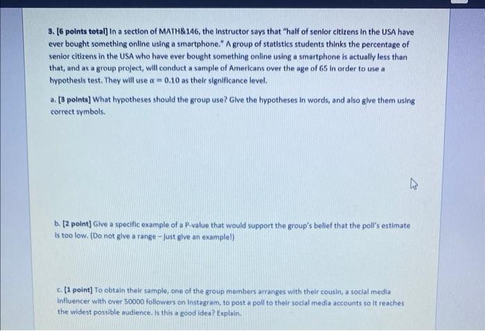 Solved 3. [6 points total] In a section of MATH\&146, the | Chegg.com