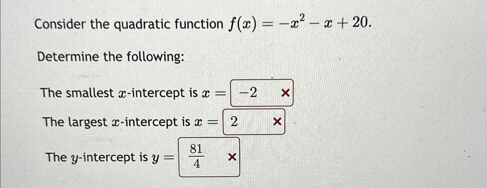 Solved Consider the quadratic function | Chegg.com