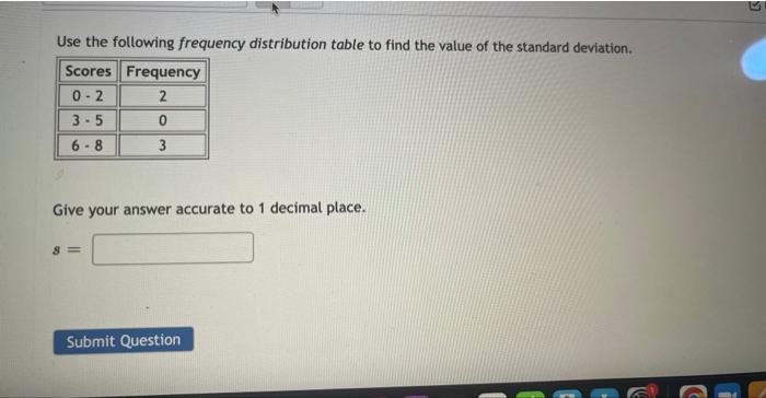 Solved Use the following frequency distribution table to | Chegg.com