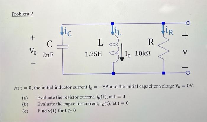 Solved Problem 2 At t=0, the initial inductor current I0=−8 | Chegg.com