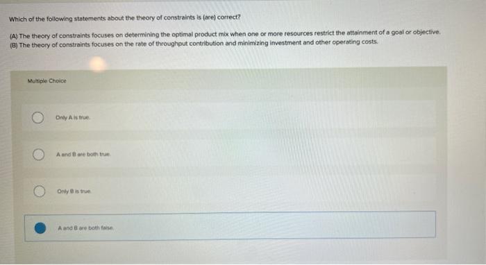 Solved Which of the following statements about the theory of | Chegg.com