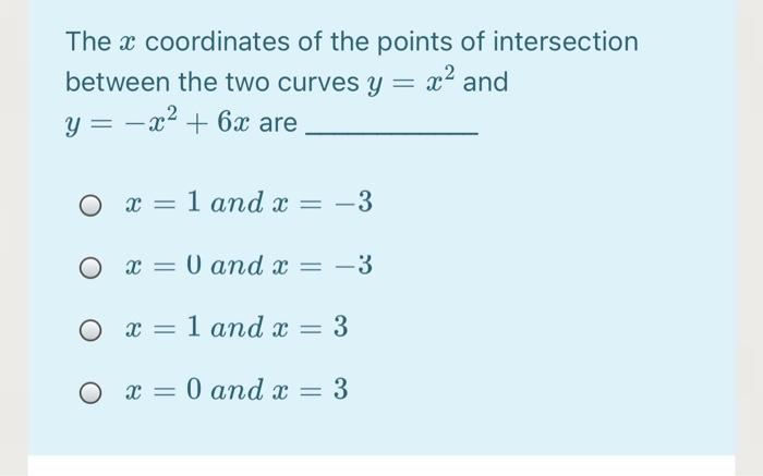 Solved The x coordinates of the points of intersection | Chegg.com