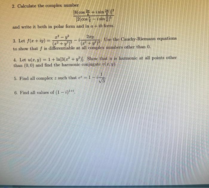 Solved 2. Calculate the complex number | Chegg.com