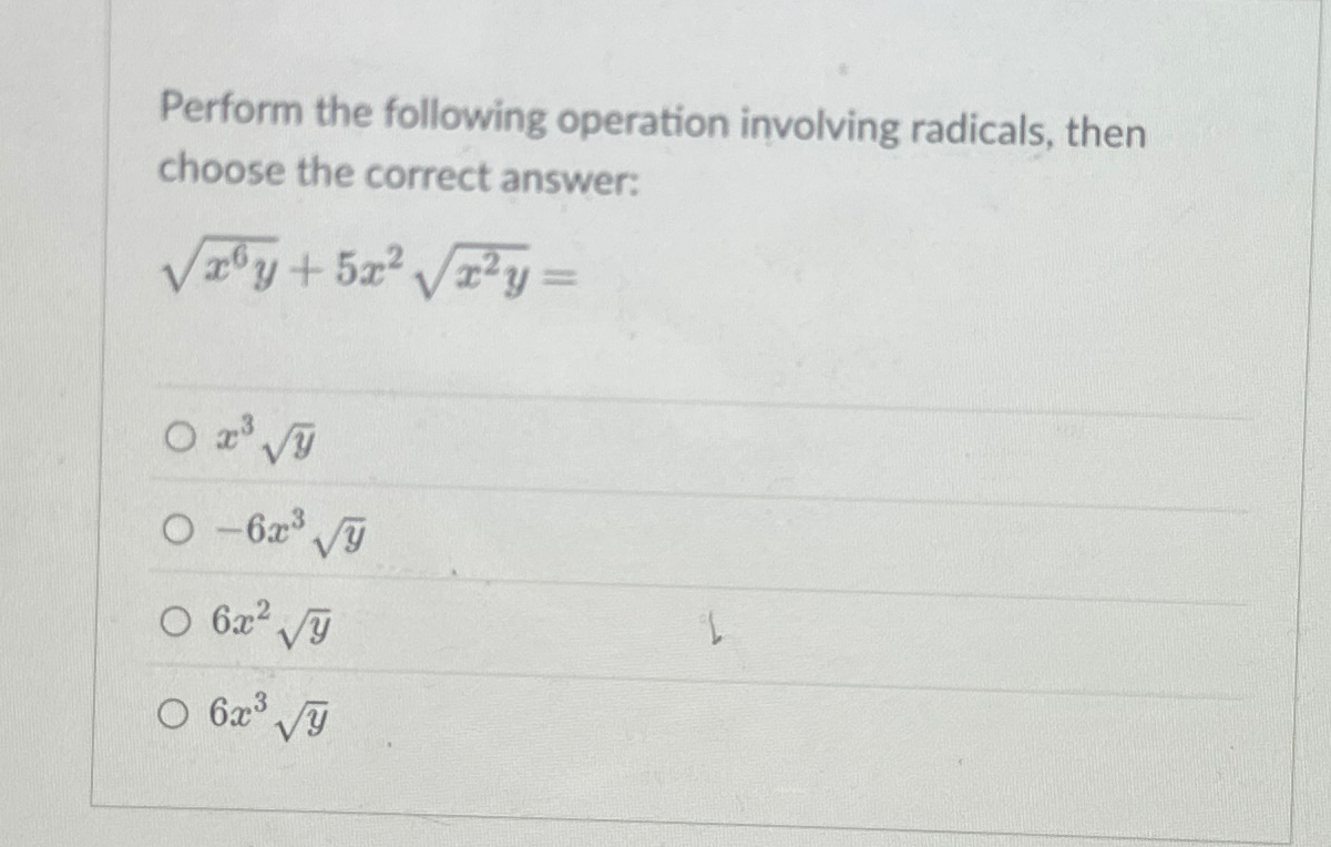 Solved Perform the following operation involving radicals, | Chegg.com