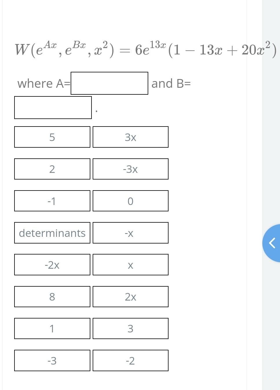 Solved The Wronskian of two differential functions f and g | Chegg.com