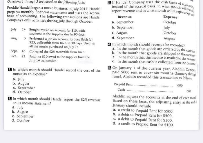 Solved Questions 1 through 3 are based on the following | Chegg.com