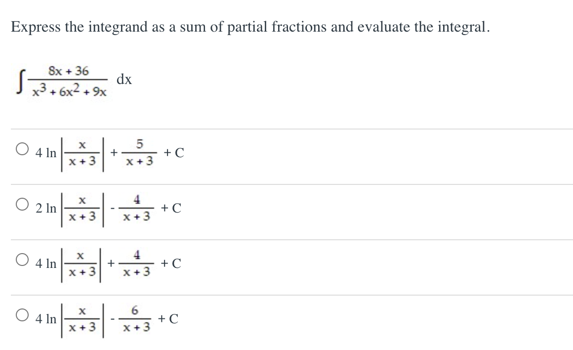 Solved Express the integrand as a sum of partial fractions | Chegg.com