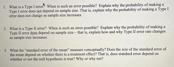 Solved 1. What is a Type I error! When is such an error | Chegg.com