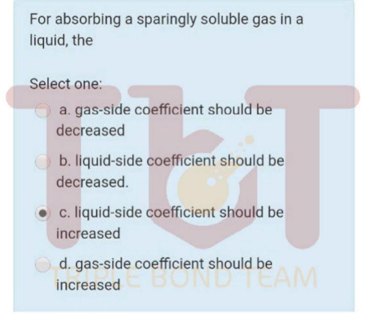Solved For absorbing a sparingly soluble gas in a liquid, | Chegg.com