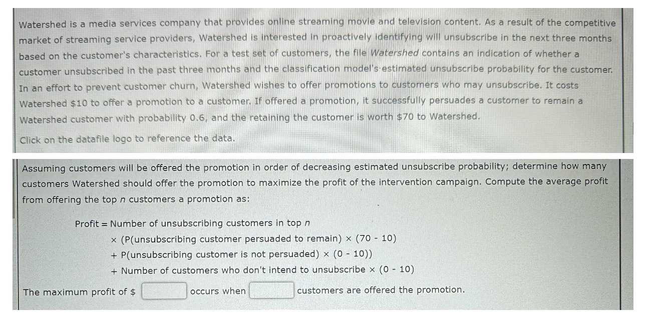 Watershed is a media services company that provides | Chegg.com