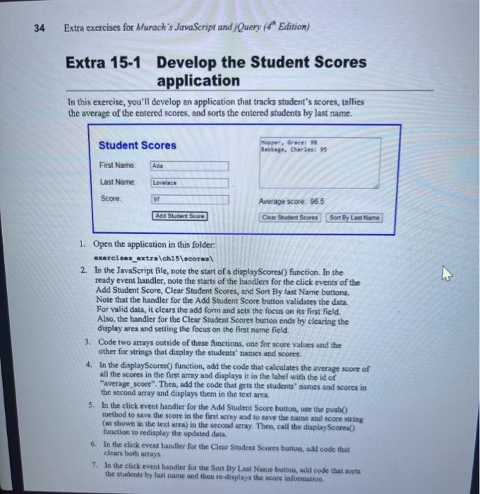 Solved 34 Extra exercises for Murach 's JavaScript and | Chegg.com