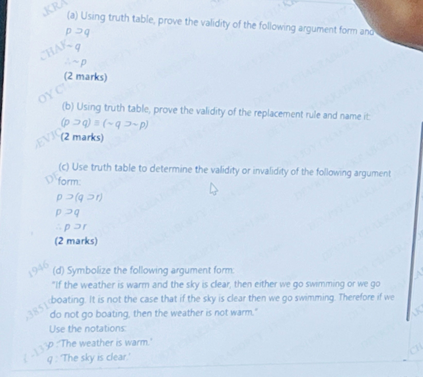 Solved (a) ﻿Using truth table, prove the validity of the | Chegg.com