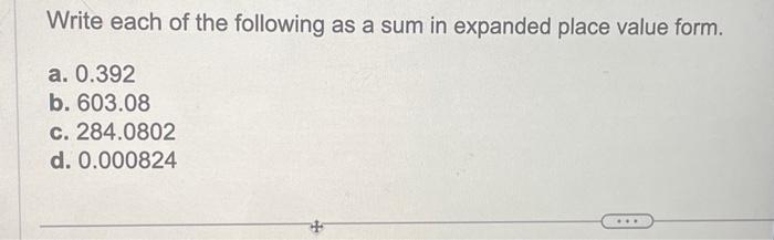 Solved Write each of the following as a sum in expanded | Chegg.com