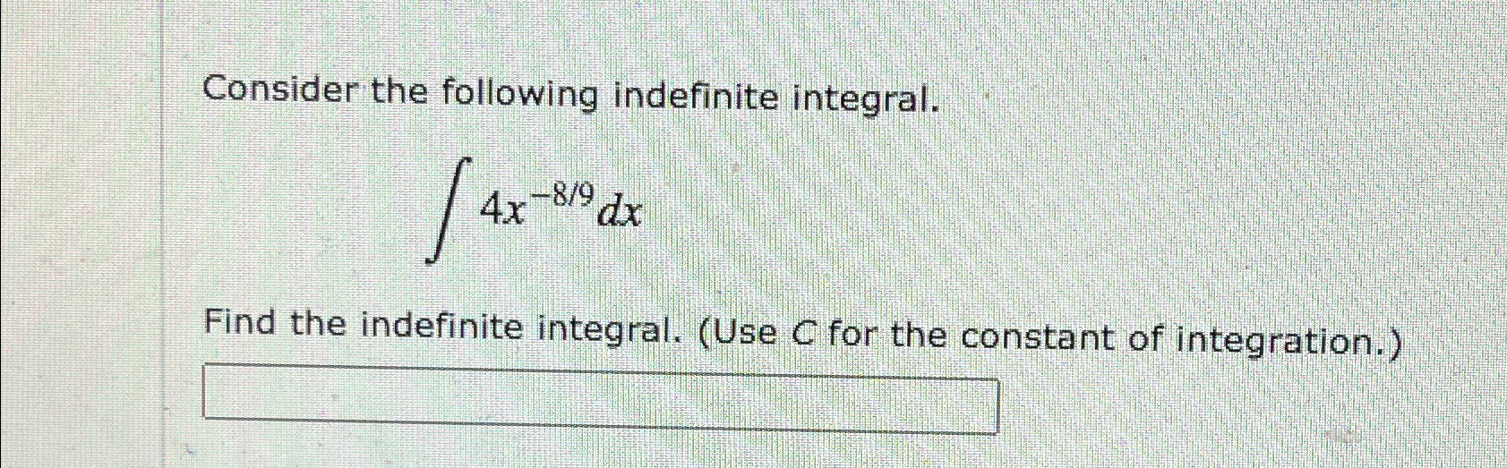Solved Consider the following indefinite | Chegg.com