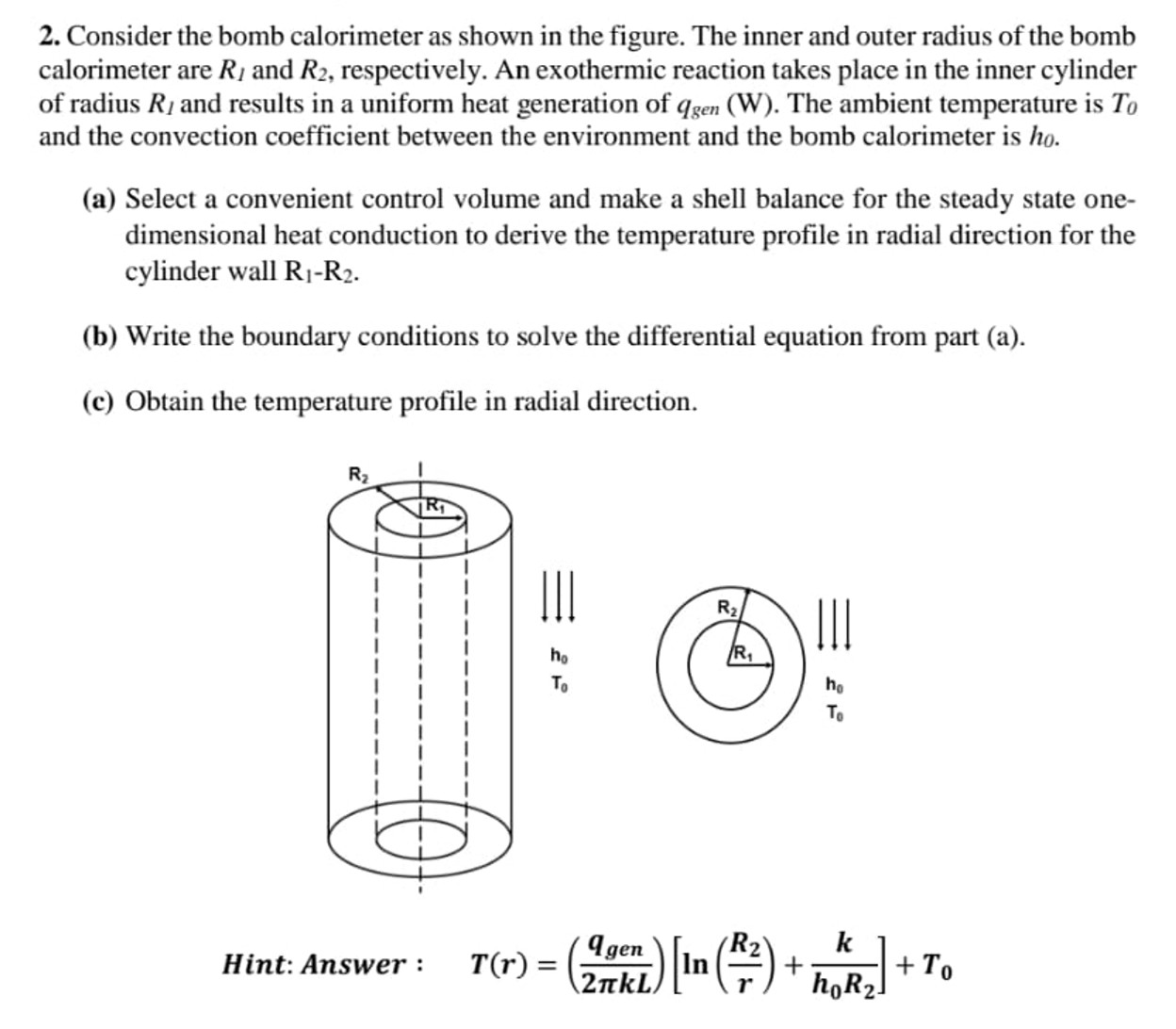 Solved Consider the bomb calorimeter as shown in the figure. | Chegg.com