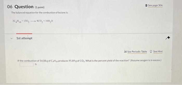 Solved 06 Question (1 point) a See page 306 The balanced | Chegg.com