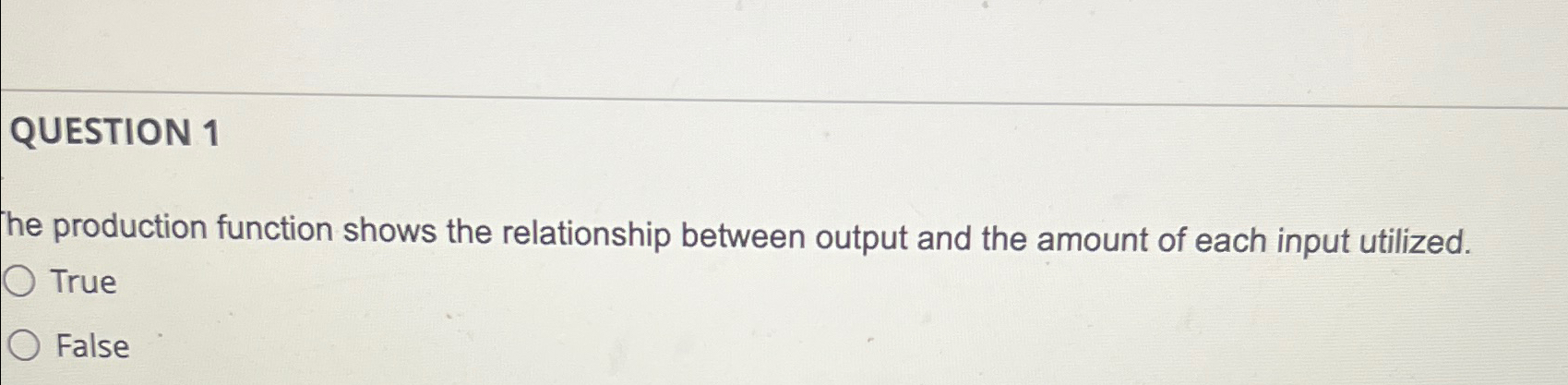 Solved QUESTION 1he production function shows the | Chegg.com