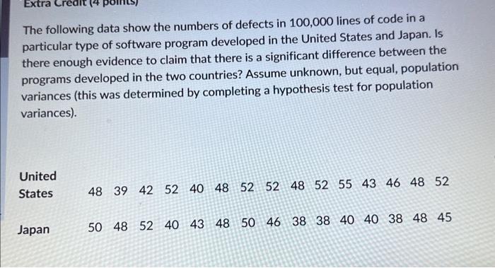 Solved The following data show the numbers of defects in | Chegg.com