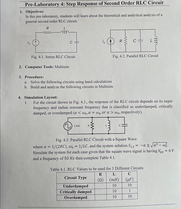 Solved 1. Objectives: In this pre-laboratory, students will | Chegg.com