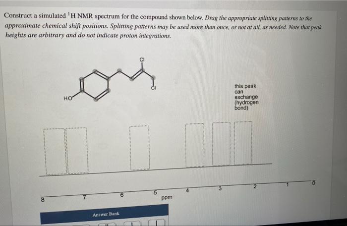 Solved Construct a simulated 'H NMR spectrum for the | Chegg.com