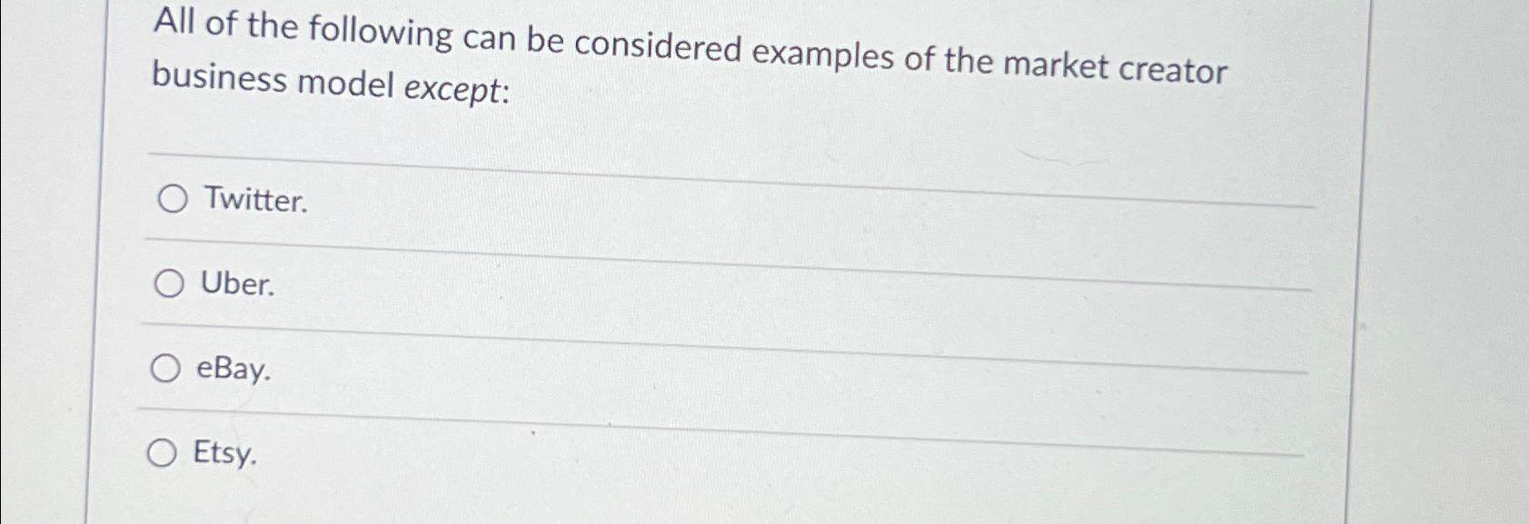 Solved All of the following can be considered examples of | Chegg.com