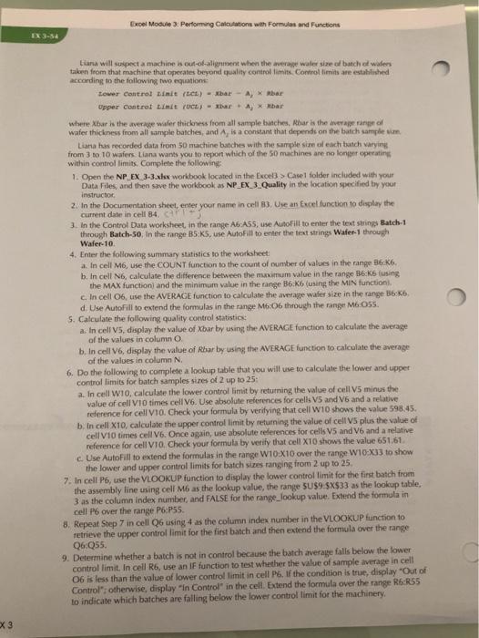 Excel Module 3. Performing Calculations wih Formulas | Chegg.com