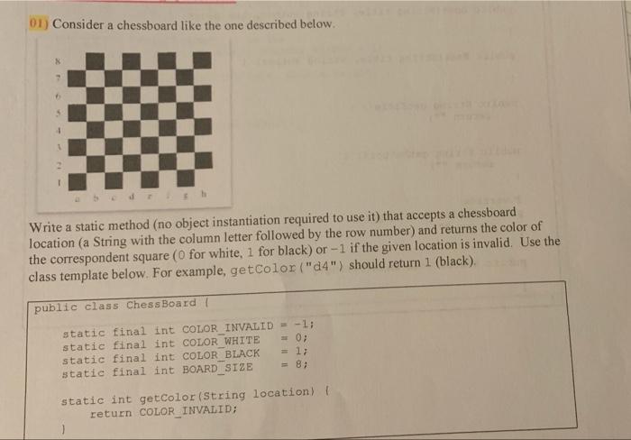 Solved 01) Consider a chessboard like the one described | Chegg.com