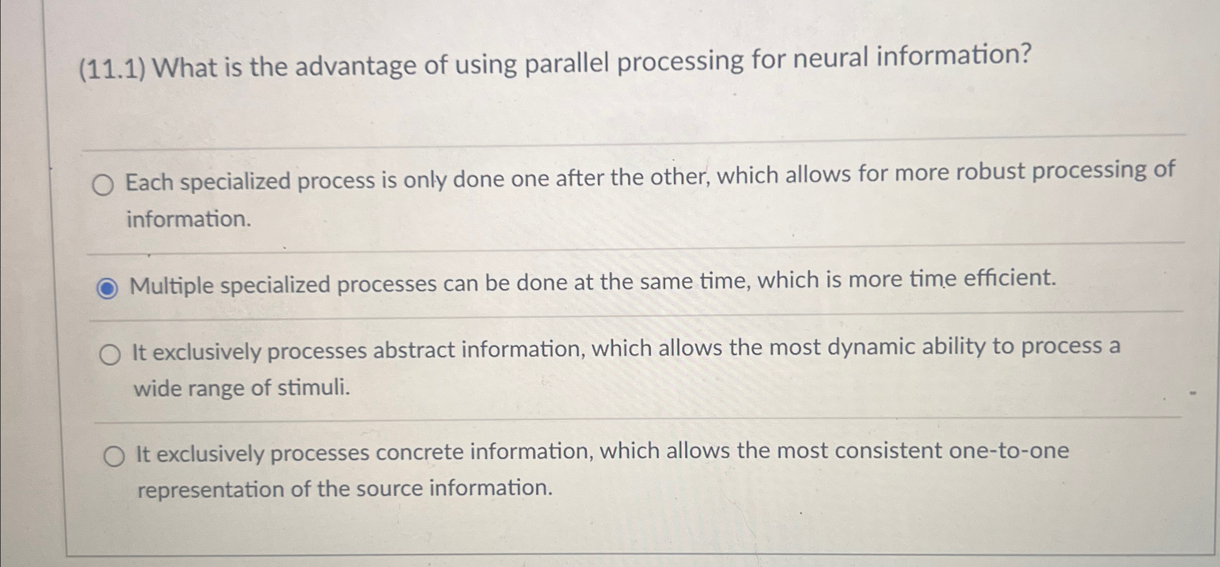 Solved (11.1) ﻿What is the advantage of using parallel | Chegg.com