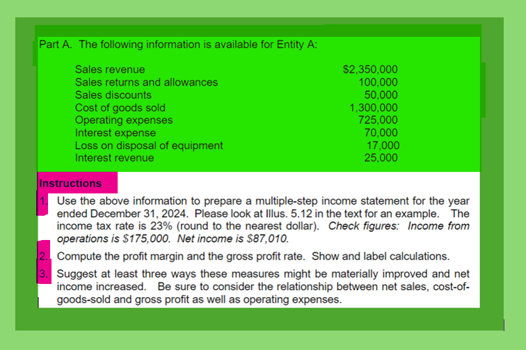 Solved Exercise on Accrual Accounting : Multistep income | Chegg.com