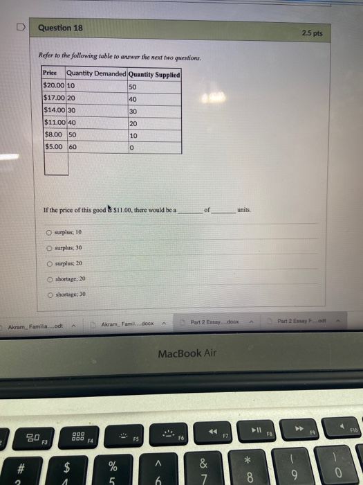 Solved U Question 18 25 pts Refer to the following table to | Chegg.com