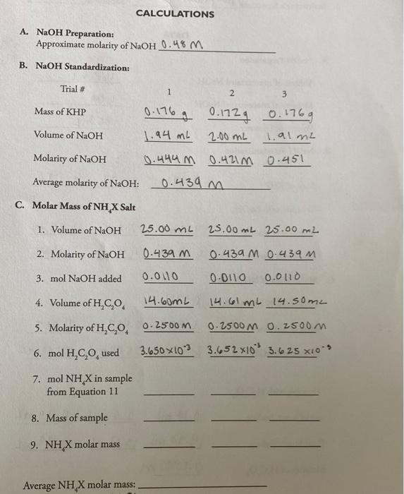A. NaOH Preparation: Approximate molarity of | Chegg.com