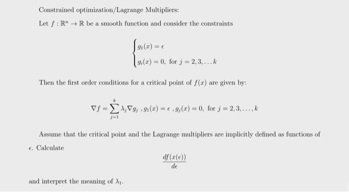Constrained optimization/Lagrange Multipliers: Let | Chegg.com