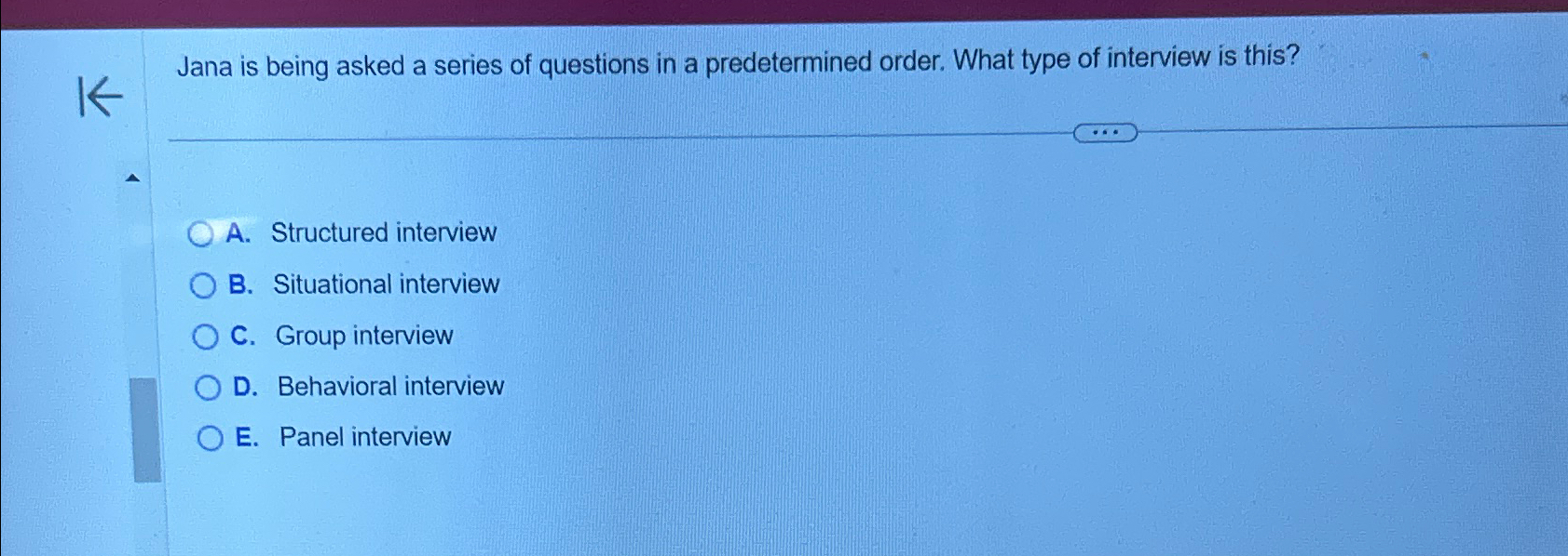 Solved Jana is being asked a series of questions in a | Chegg.com