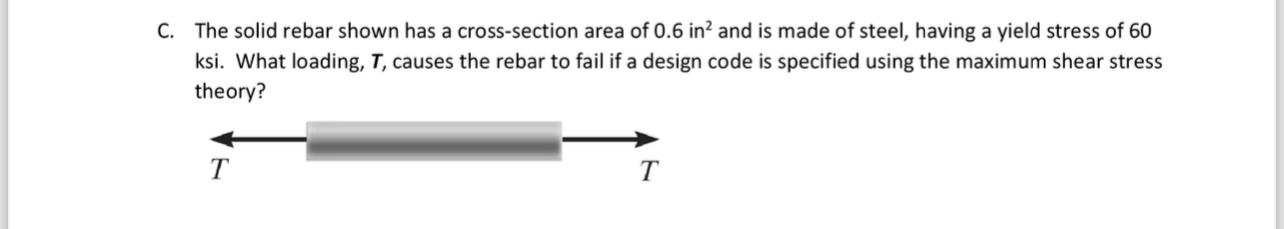 Solved C. ﻿The solid rebar shown has a cross-section area of | Chegg.com