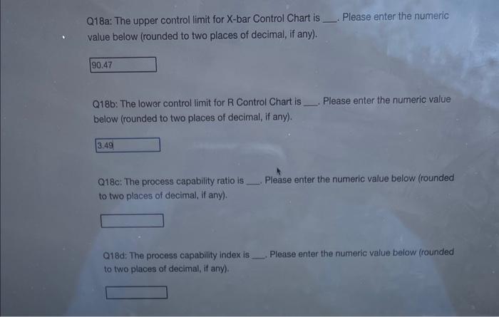 Solved Q18a: The upper control limit for X-bar Control Chart | Chegg.com