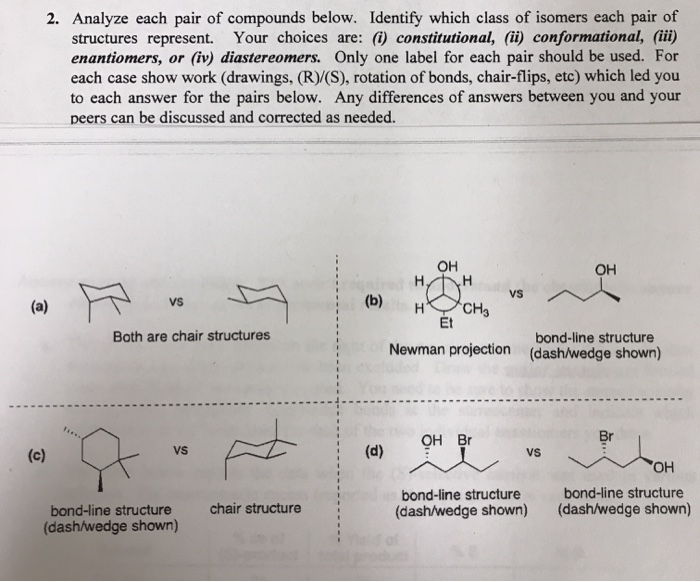 Solved 2. Analyze each pair of compounds below. Identify | Chegg.com