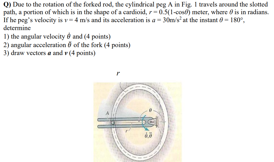 Solved Q) ﻿Due to the rotation of the forked rod, the | Chegg.com