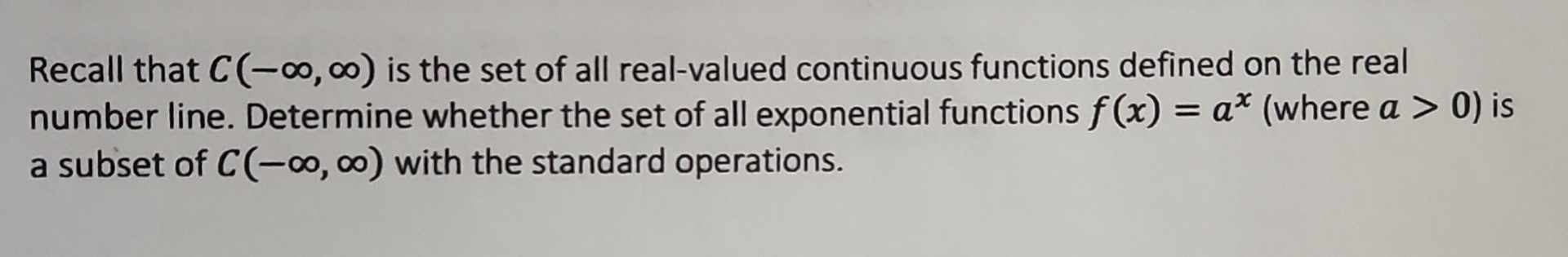 Solved Recall that C(-∞,∞) ﻿is the set of all real-valued | Chegg.com