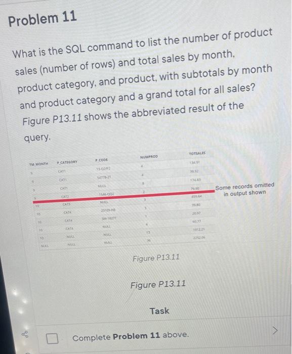 Problem 11 What is the SQL command to list the number | Chegg.com