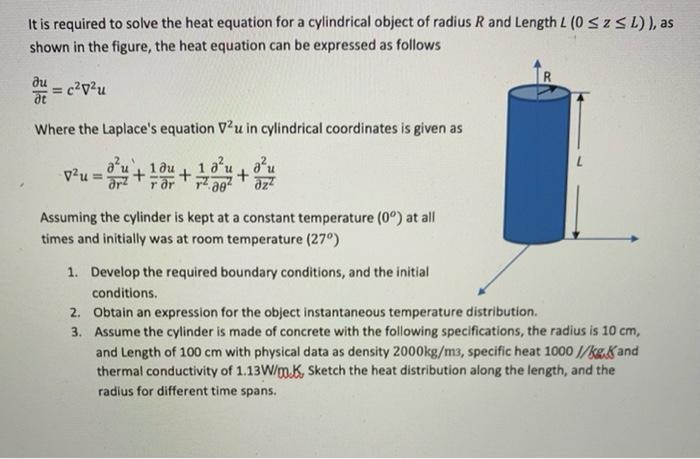 Solved It is required to solve the heat equation for a | Chegg.com