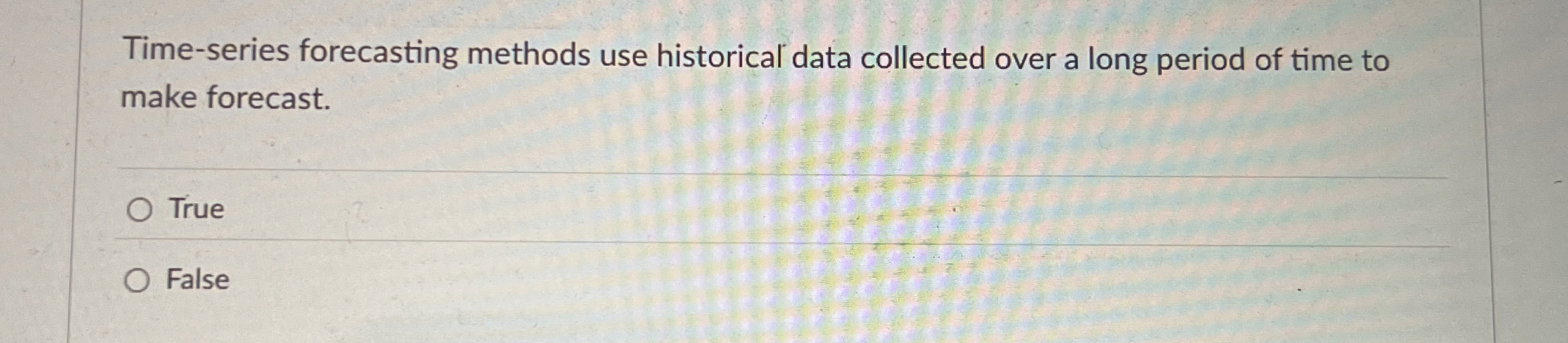 Solved Time Series Forecasting Methods Use Historical Data
