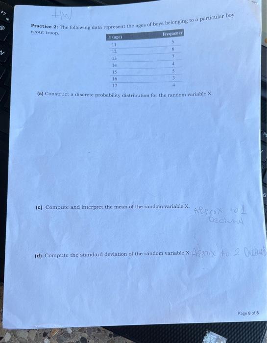 Solved Practice 2. The following data pawcent the ages of | Chegg.com